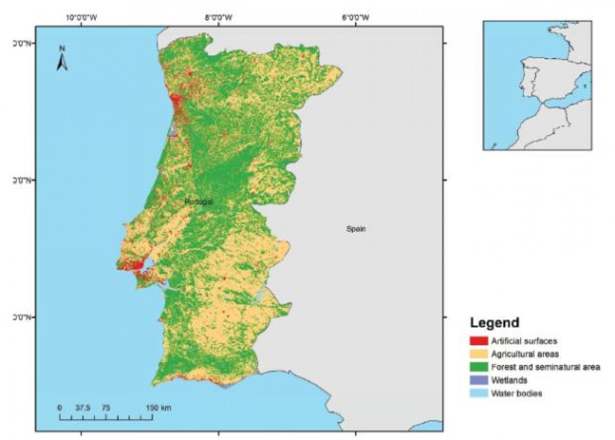Portugal forêts de la carte - carte de Portugal forêts (Sud de l'Europe ...